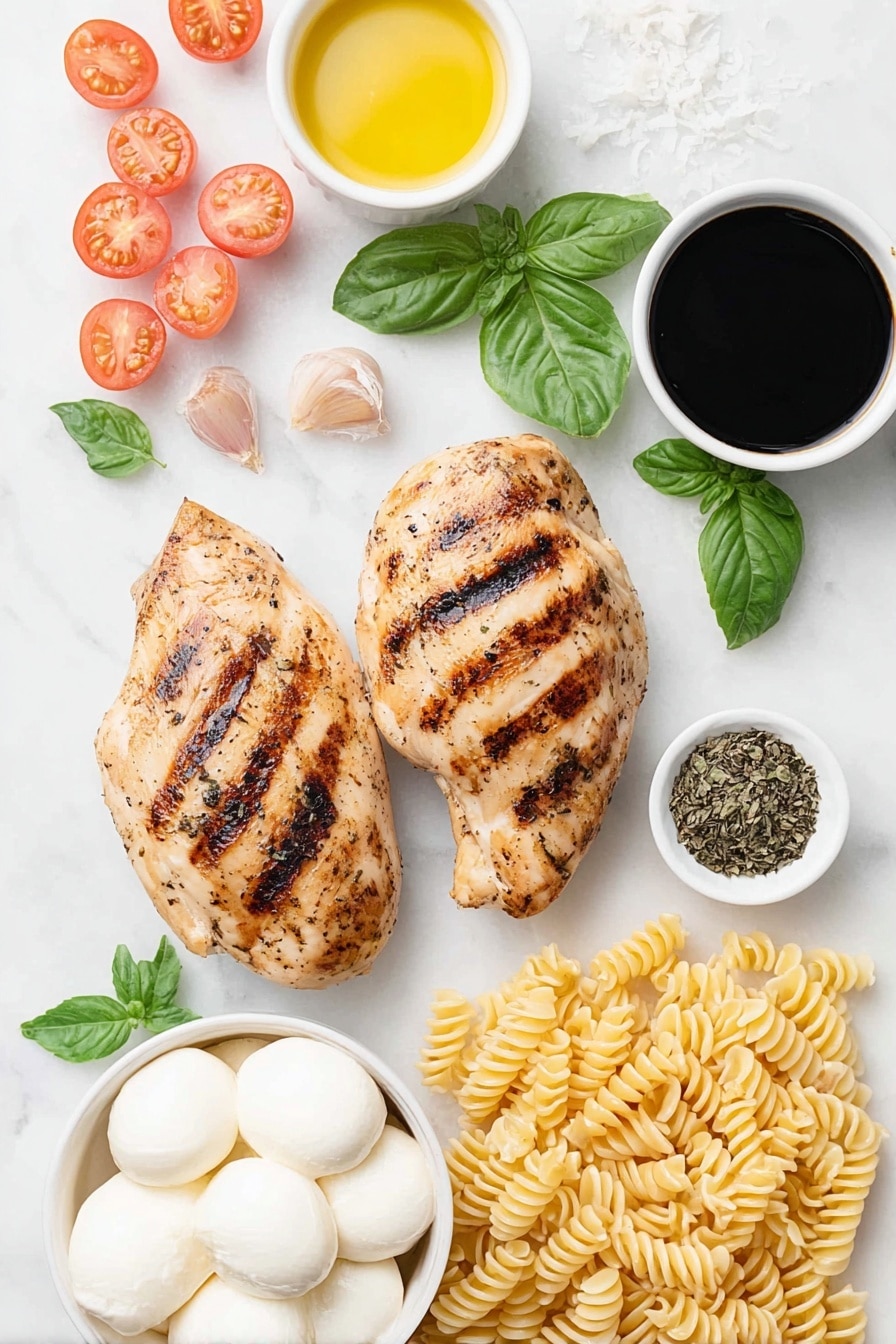 Grilled Chicken Caprese Pasta Salad | Fresh & Flavorful Summer Dish