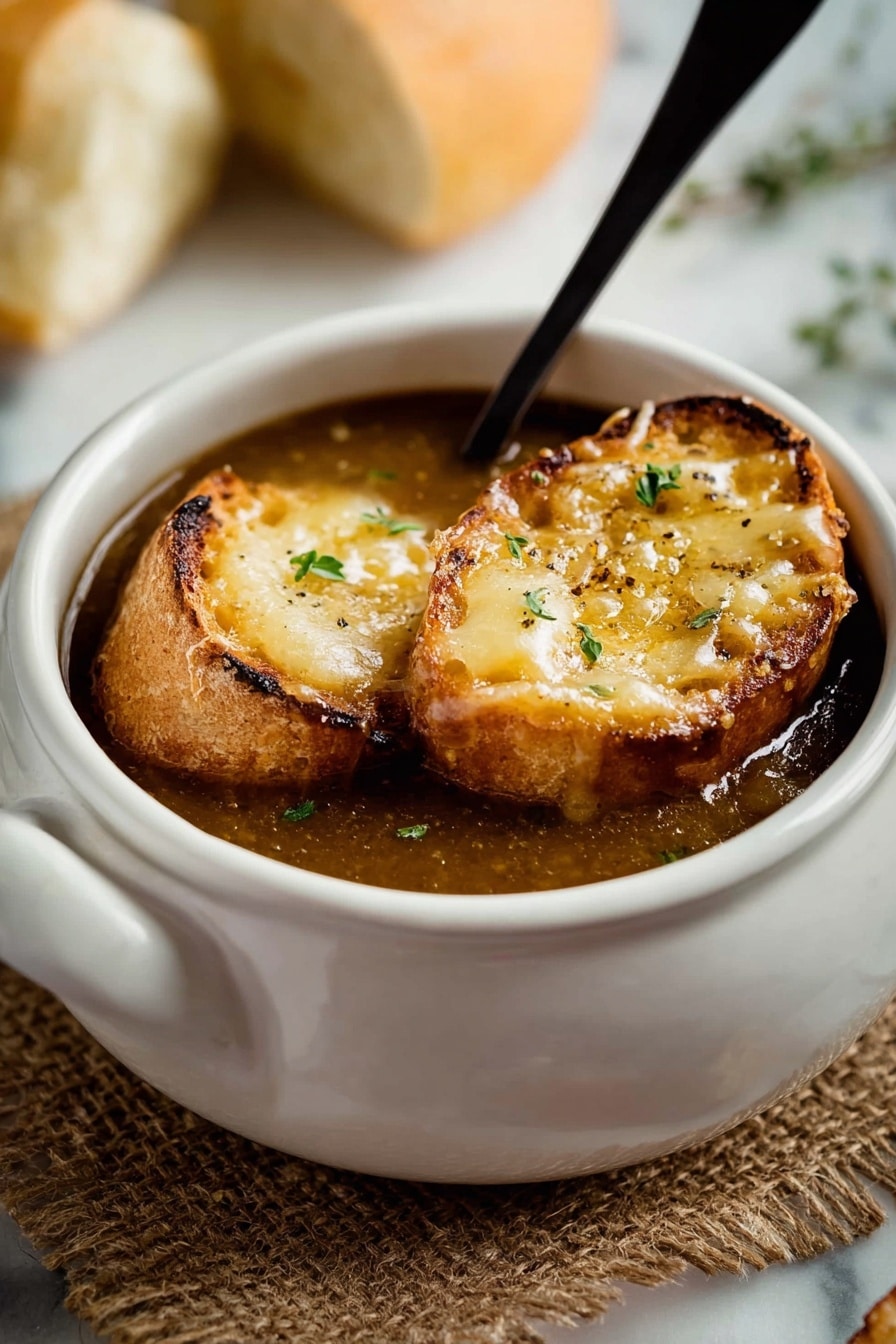 French Onion Soup with Baguette Cheese - Cozy & Flavorful