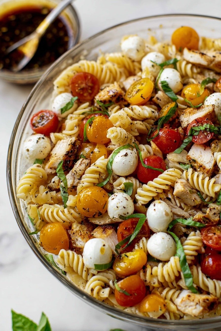Grilled Chicken Caprese Pasta Salad | Fresh & Flavorful Summer Dish