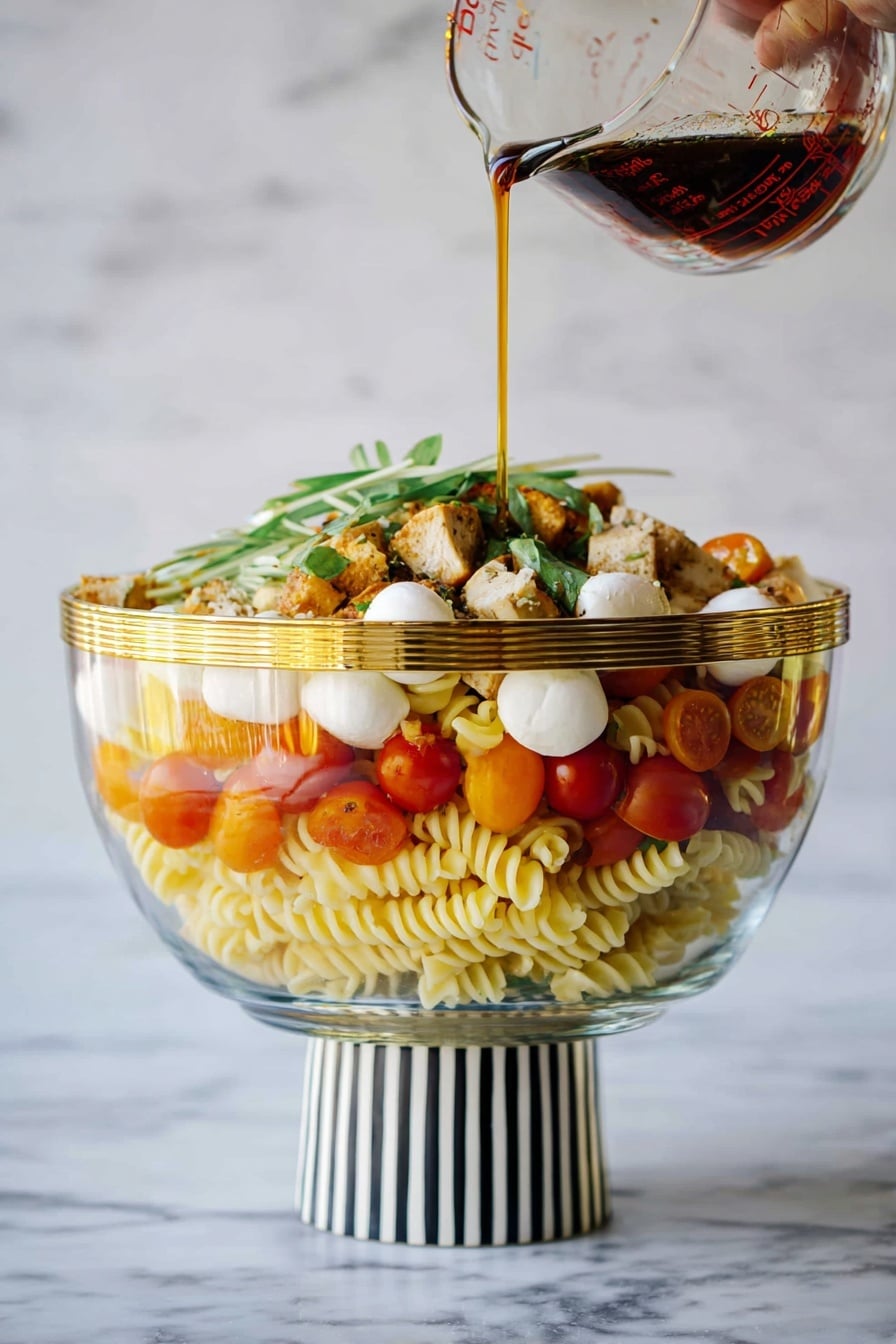 Grilled Chicken Caprese Pasta Salad | Fresh & Flavorful Summer Dish
